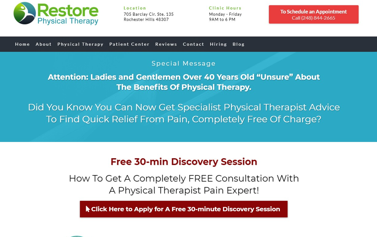 Restore Physical Therapy - Free Discovery Session