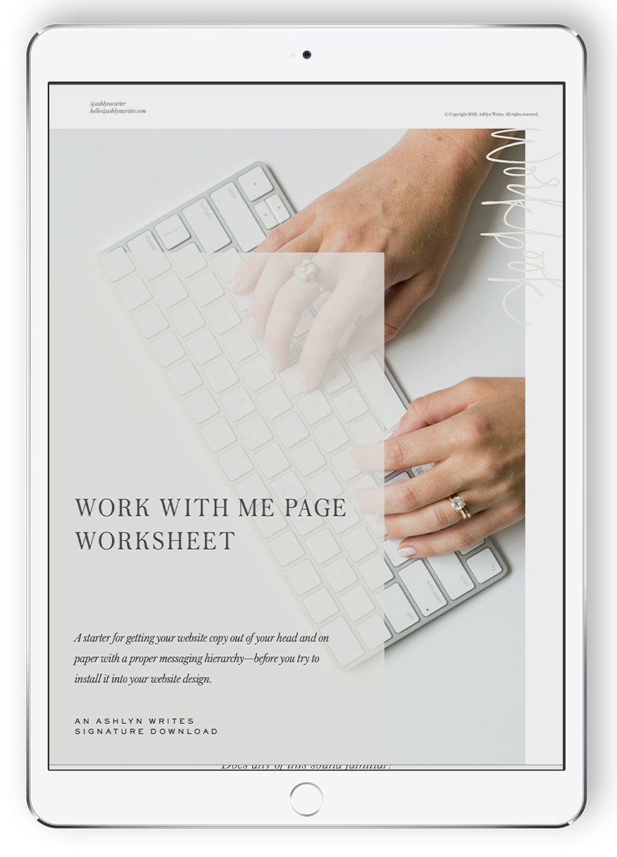{FREE} Work With Me Page Worksheet